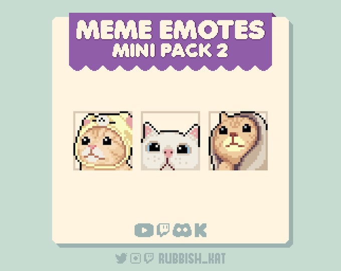 3 Pixel Art Cat Meme Emotes for Twitch & Discord Ready to Use - Etsy