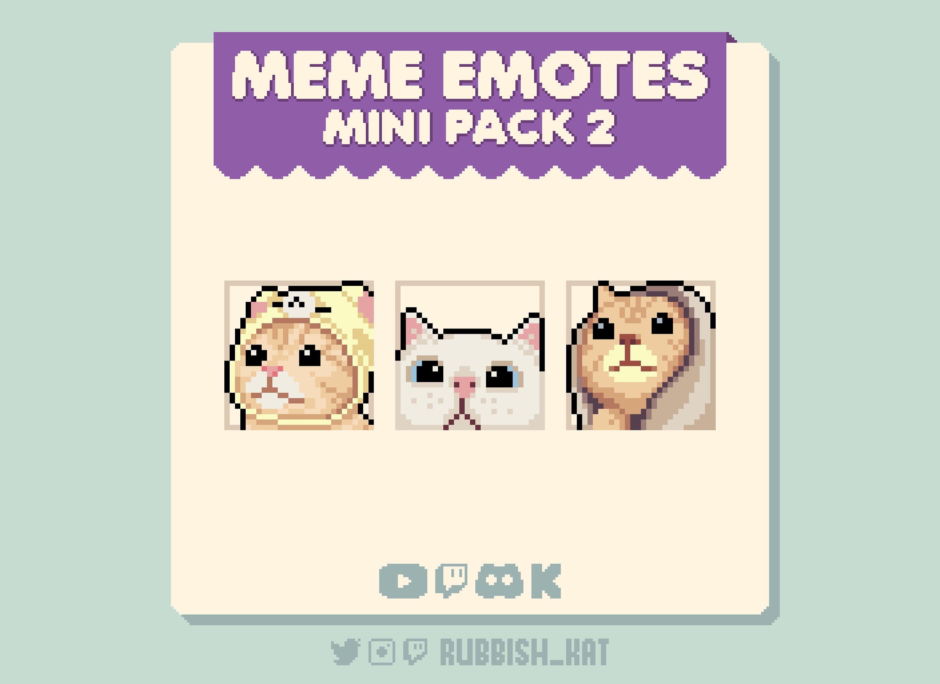 3 Pixel Art Cat Meme Emotes for Twitch & Discord Ready to Use - Etsy