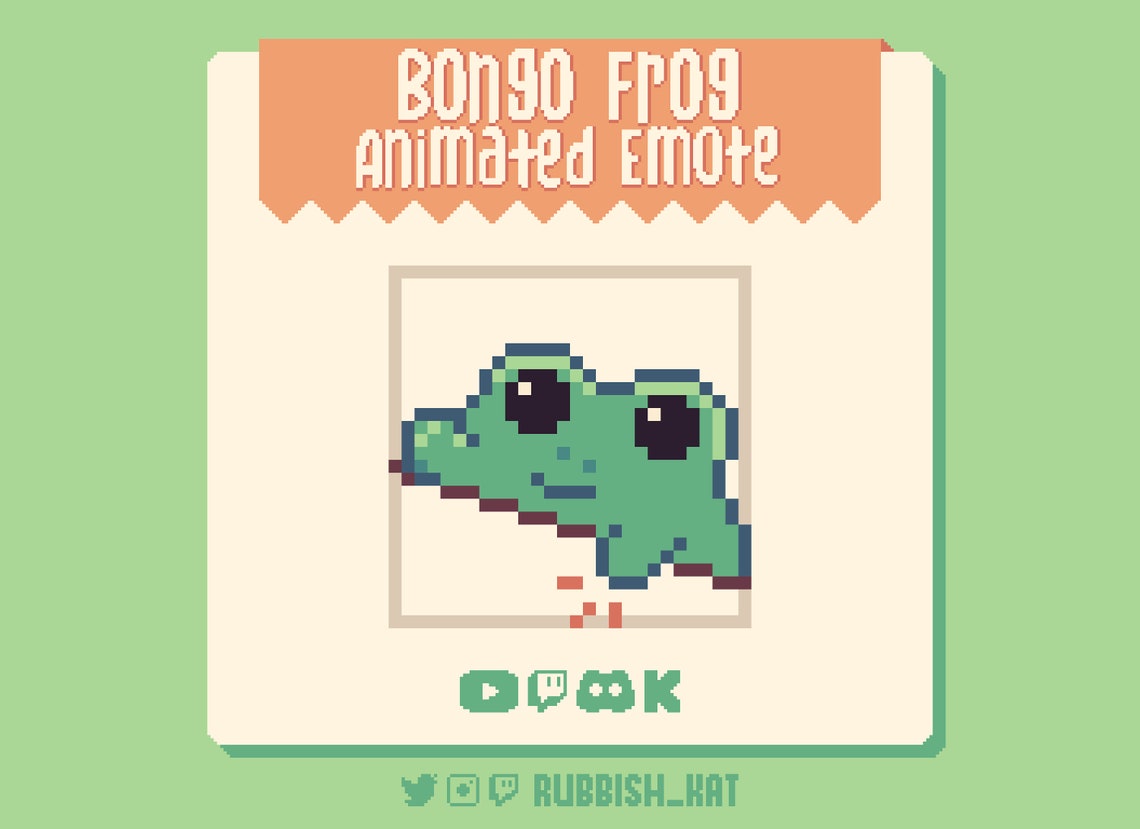 Bongo Frog Cute Animated Pixel Art Emote | Ready to Use on Twitch ...