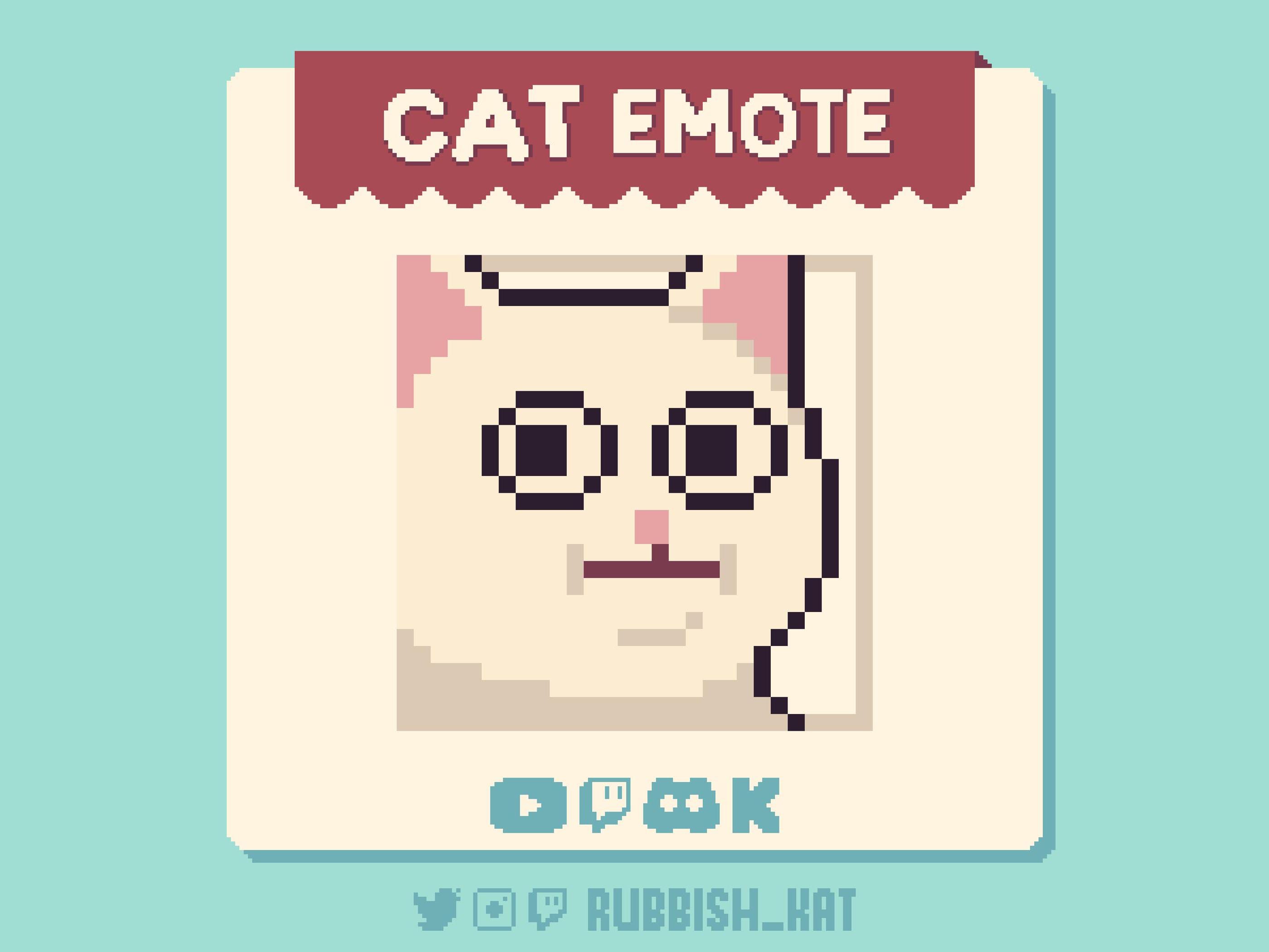 White Cat Scared / Nervous / Sweat Emote, Cute Pixel Art Emote | Ready ...