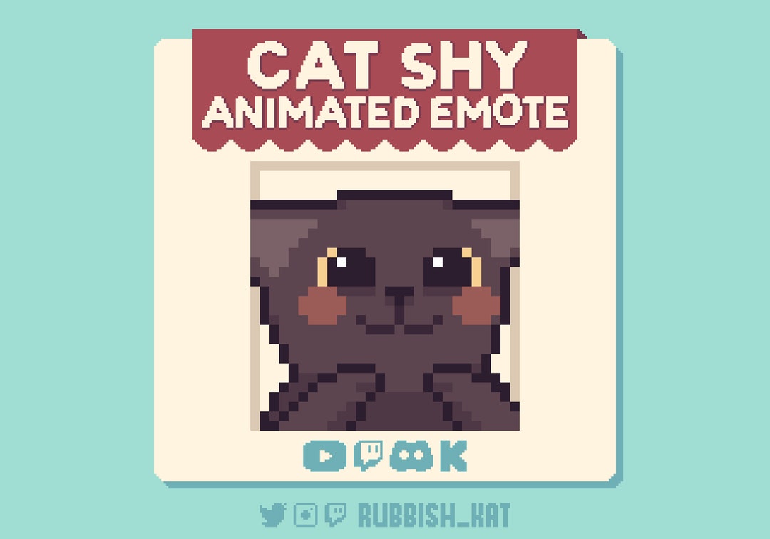 Cat Shy Animated Pixel Art Emote | Ready to Use on Twitch, Discord ...