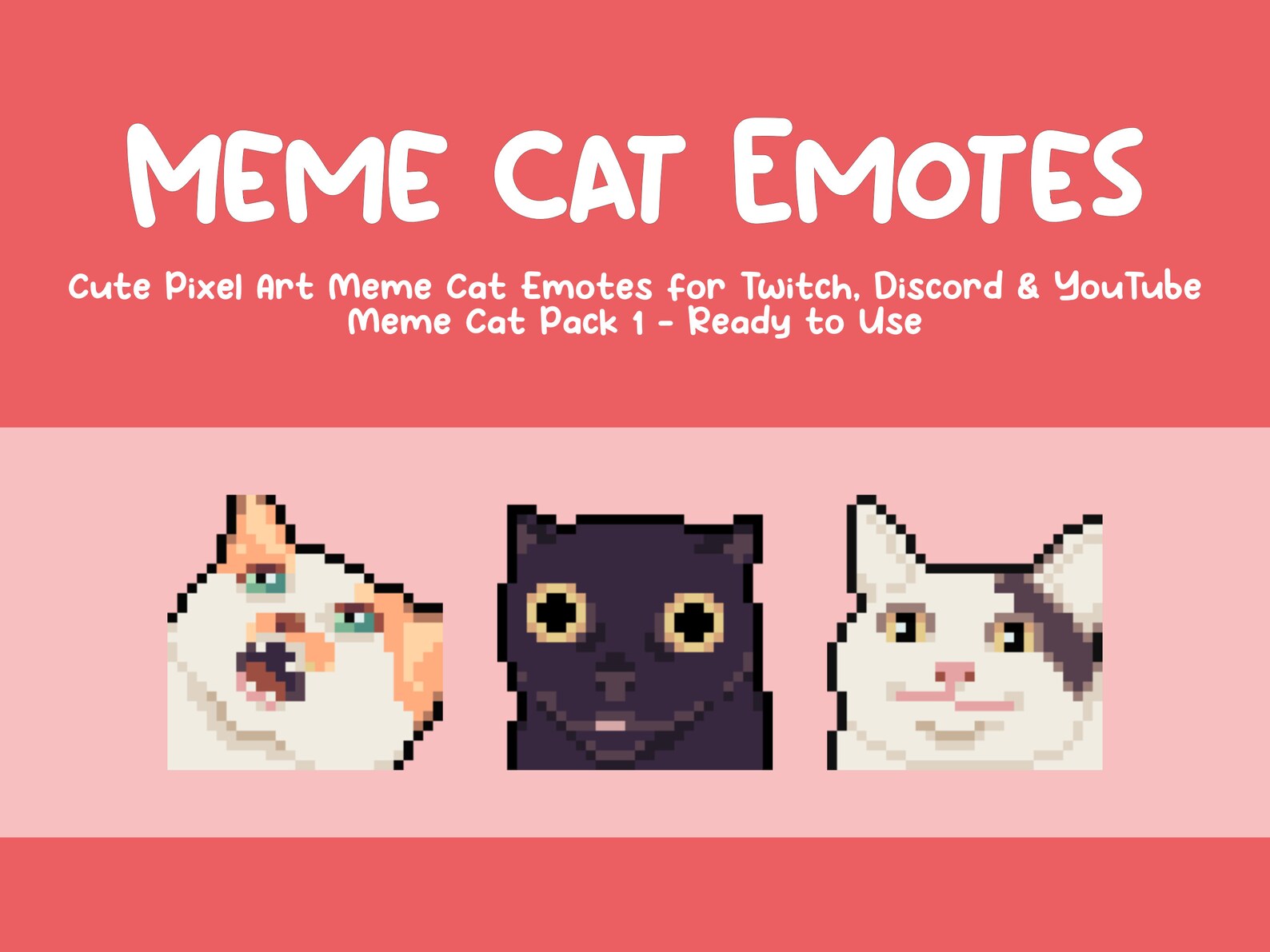 3 Pixel Art Cat Meme Emotes for Twitch & Discord Ready to Use - Etsy