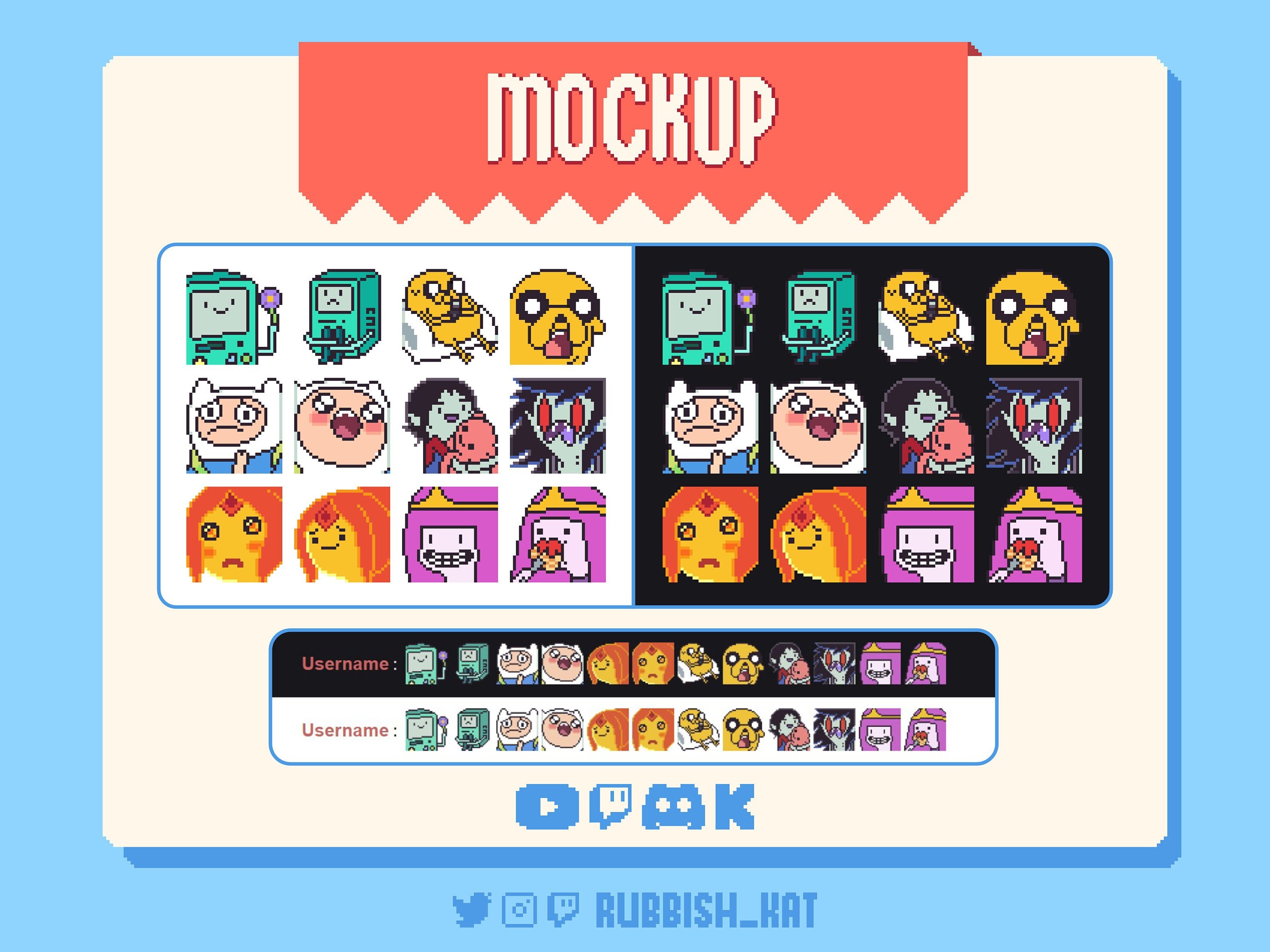 12 Adventure Time Emotes Finn Jake BMO Flame Princess Bubblegum ...