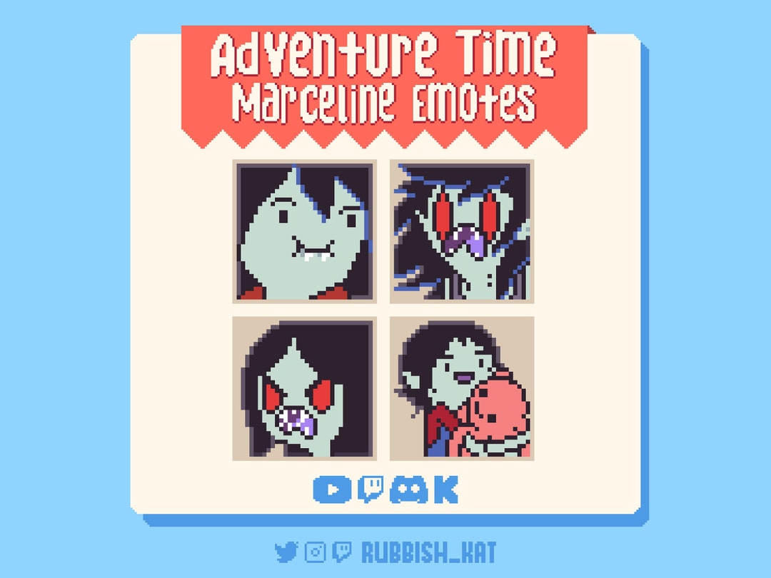 4 Emotes de Hora de Aventuras / Marceline la reina vampiro / Pixel Art ...