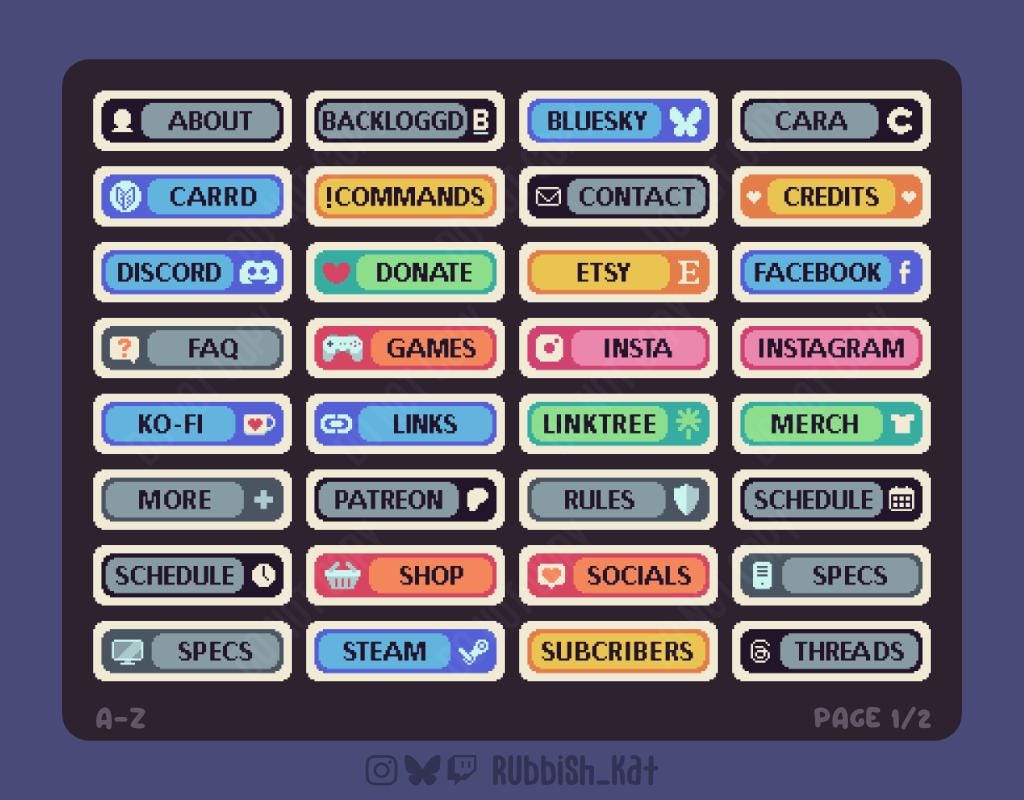 Retro Pixel Art Twitch Panels | 30+ Streaming Panels (digital Download ...