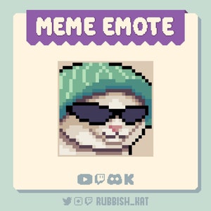 Lettuce Hat + Sunglasses Cat, Pixel Art Meme Emote | Ready to Use on ...