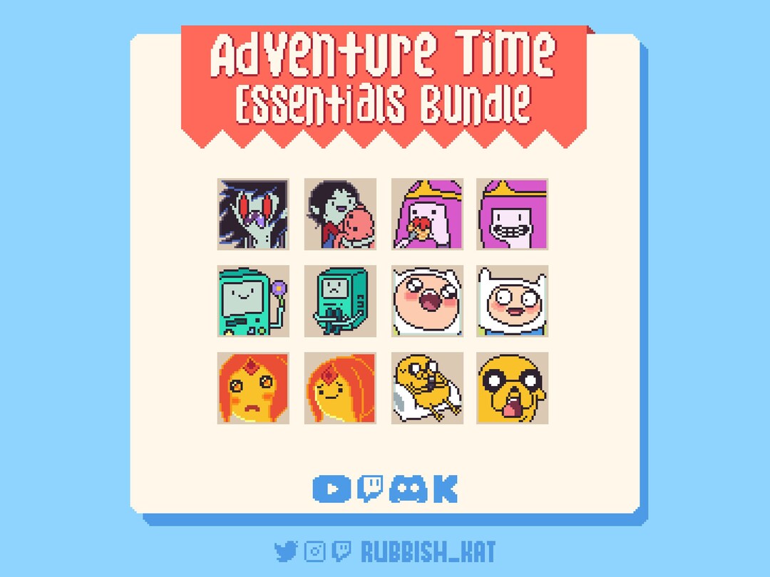 12 Adventure Time Emotes Finn Jake BMO Flame Princess Bubblegum ...