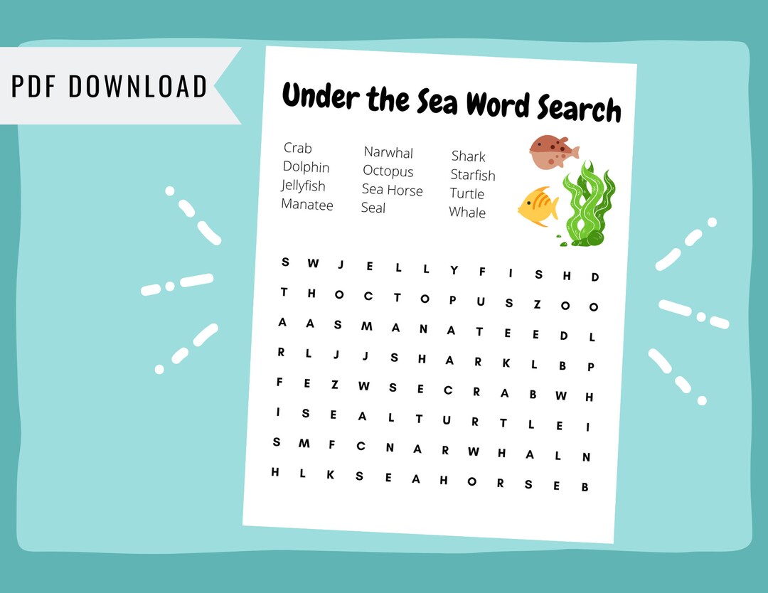 Under the Sea Ocean Wordsearch - Word Find Worksheet Activity Page ...