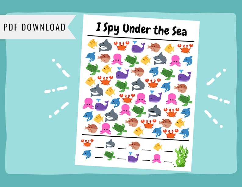 Under the Sea Ocean Fish I Spy - Seek & Find Counting Worksheet ...