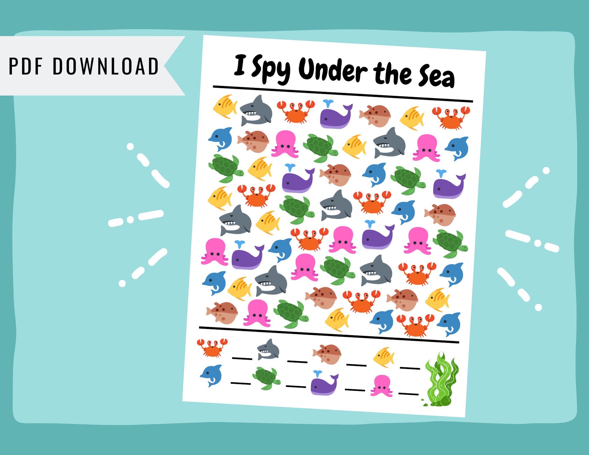Under the Sea Ocean Fish I Spy - Seek & Find Counting Worksheet ...