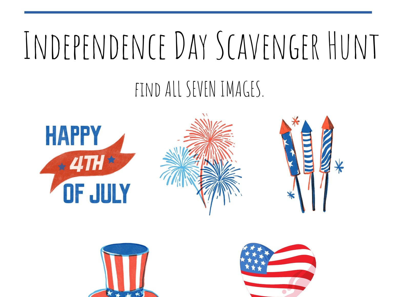 Independence Day Scavenger Hunt - July 4th Worksheet Activity Page ...