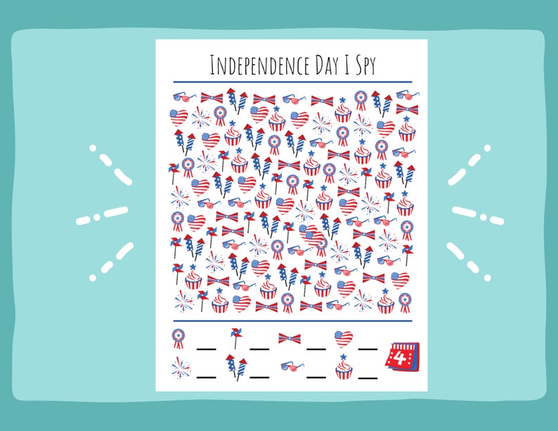 Independence Day I Spy - July 4th Seek & Find Worksheet Activity Page ...