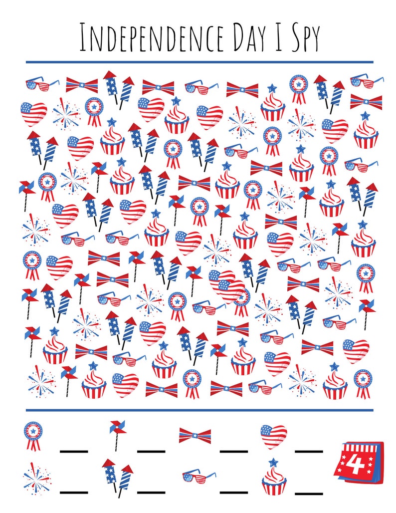 Independence Day I Spy - July 4th Seek & Find Worksheet Activity Page ...
