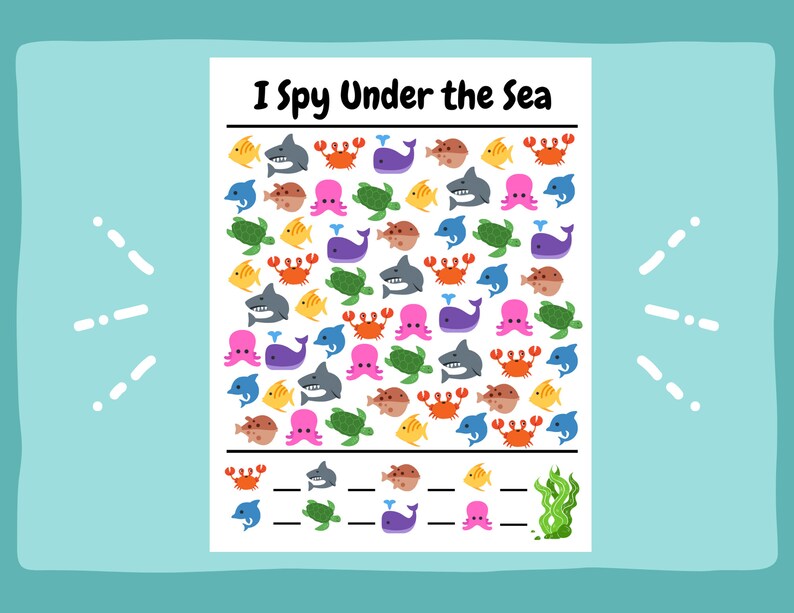 Under the Sea Ocean Fish I Spy - Seek & Find Counting Worksheet ...