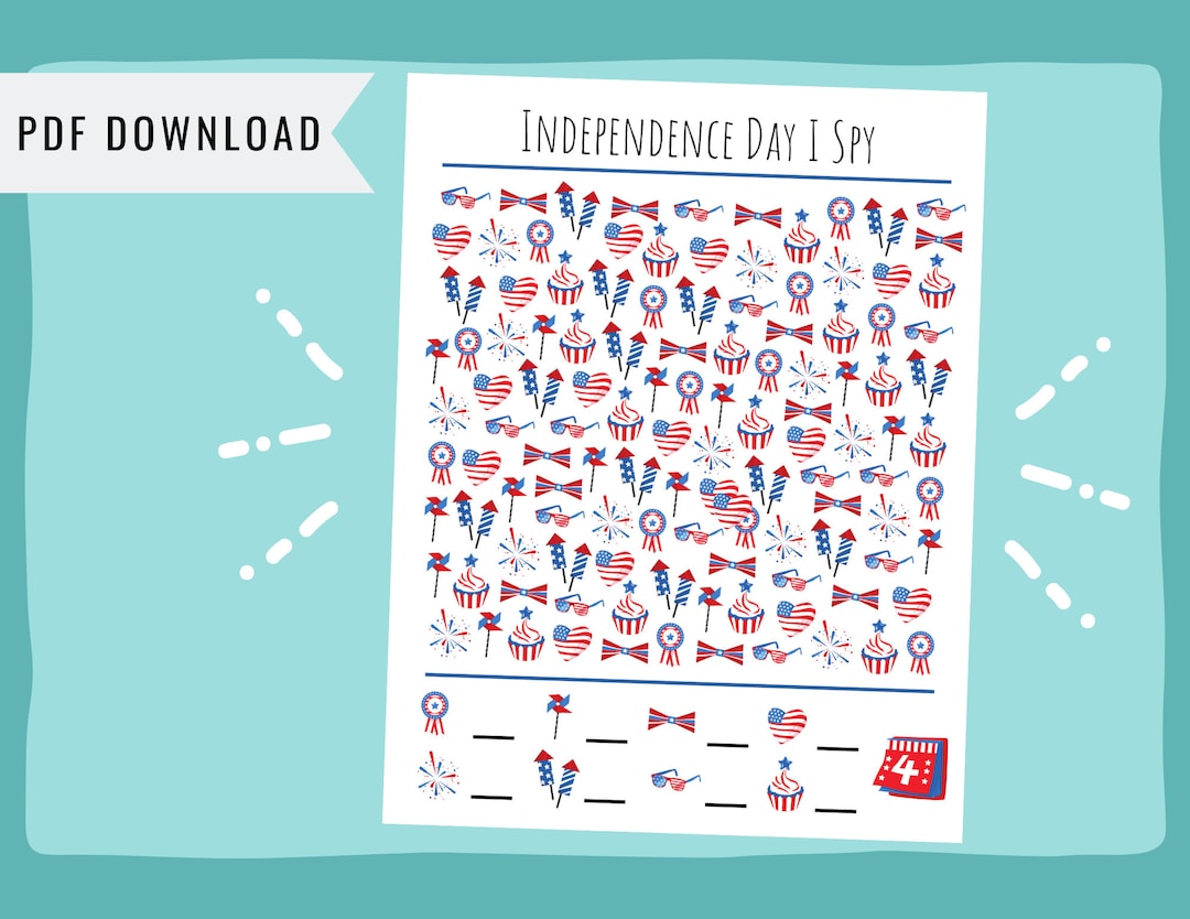 Independence Day I Spy - July 4th Seek & Find Worksheet Activity Page ...