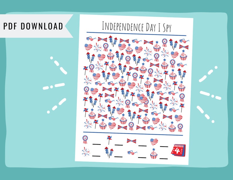Independence Day I Spy - July 4th Seek & Find Worksheet Activity Page ...