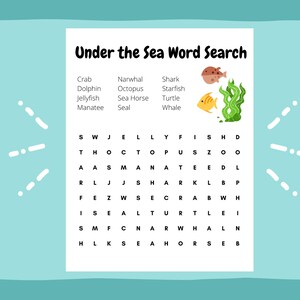 Under the Sea Ocean Wordsearch - Word Find Worksheet Activity Page ...