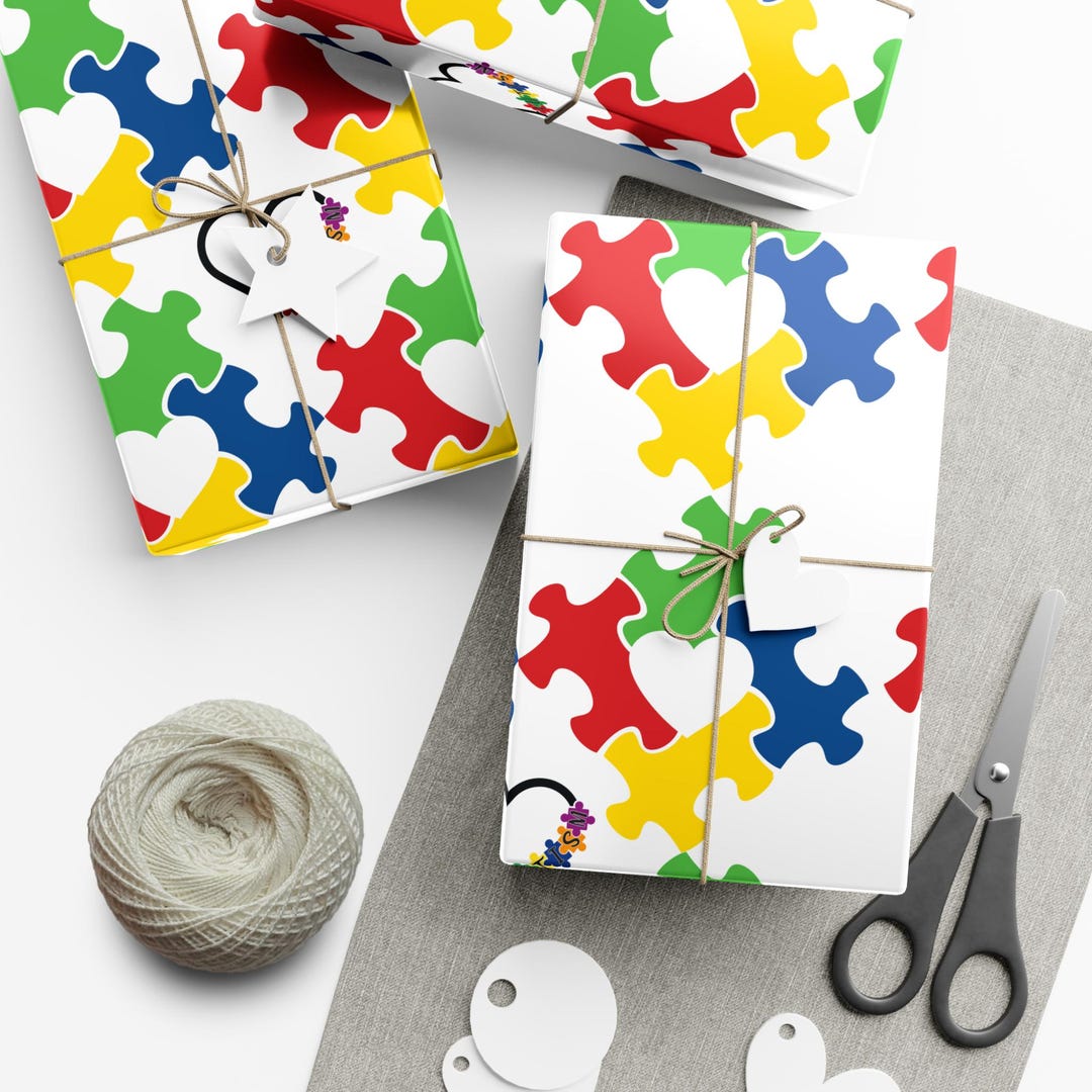 Gift Wrap Papers - Autism Puzzle Design, Wrapping Paper Roll, Gift Wrap ...