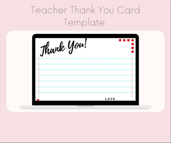 Teacher Thank You Card for Students Parents or Staff | Etsy