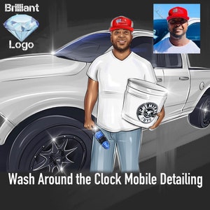 Detailing Center Logo, Cartoon Logo Portrait, Detail Masters Logo, Auto ...