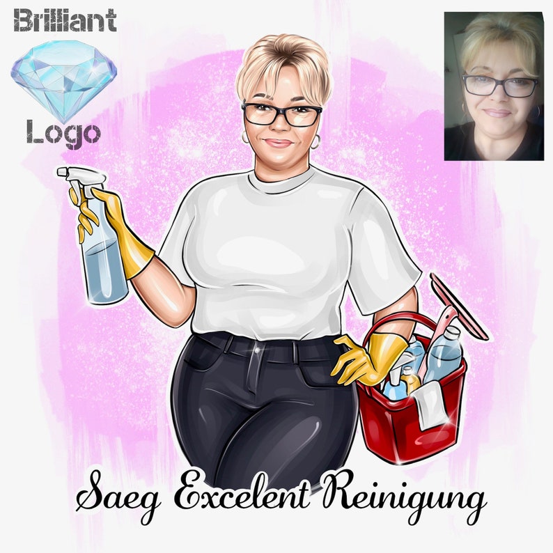 Cleaning Business Logo Portrait Housekeeper Logo House - Etsy