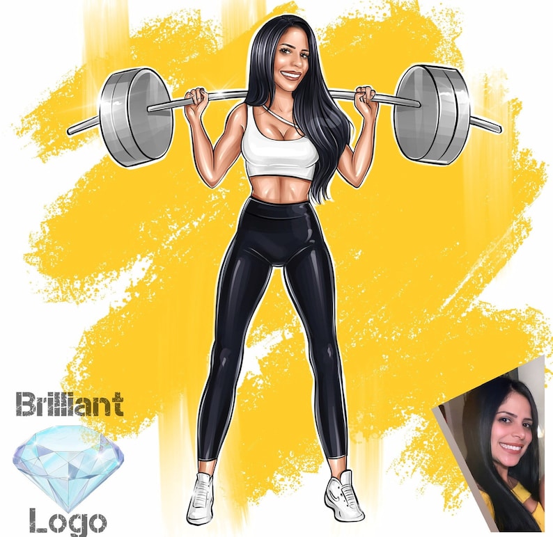 Fitness Instructor Logo Fitness Trainer Cartoon Portrait Gym - Etsy