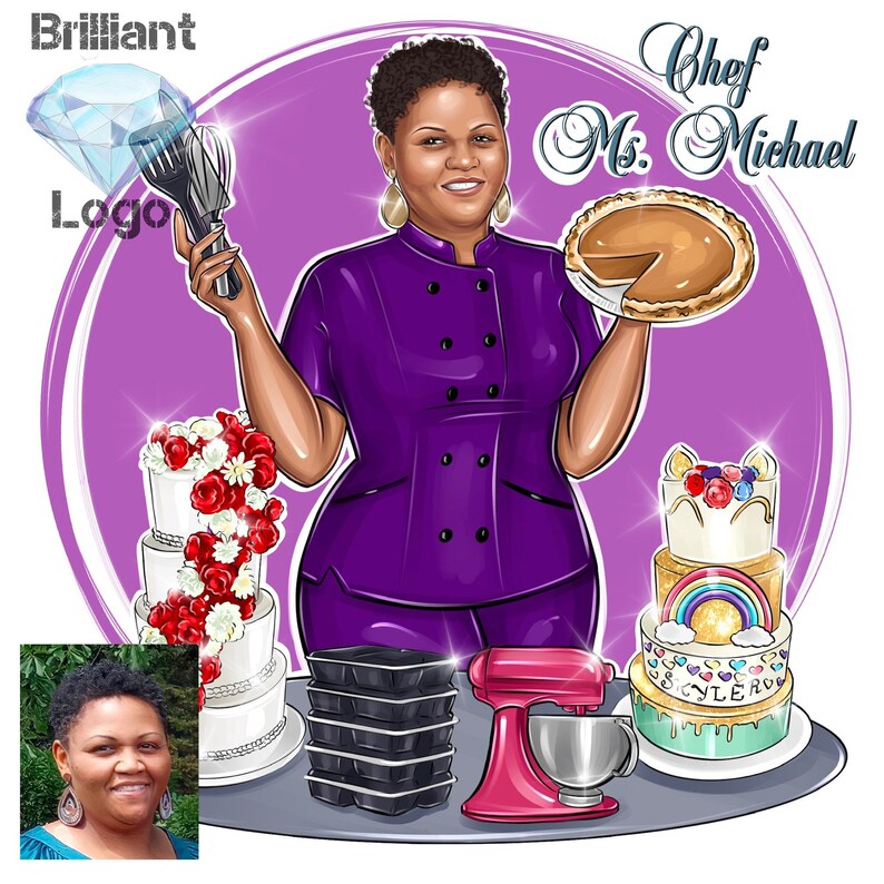 Baker Cartoon Logo Design Business Logo Portrait Dessert - Etsy