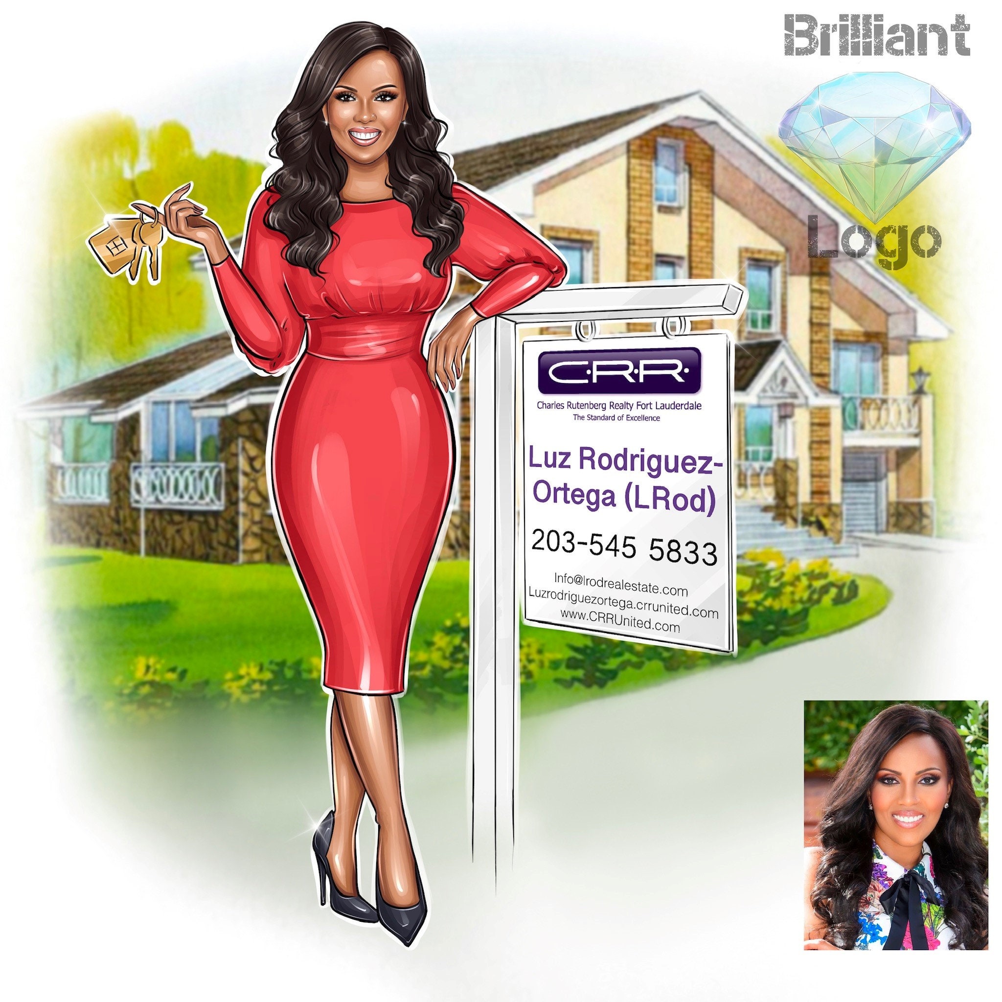 Cartoon Logo, Real Estate Broker, Business Logo Portrait, Custom ...