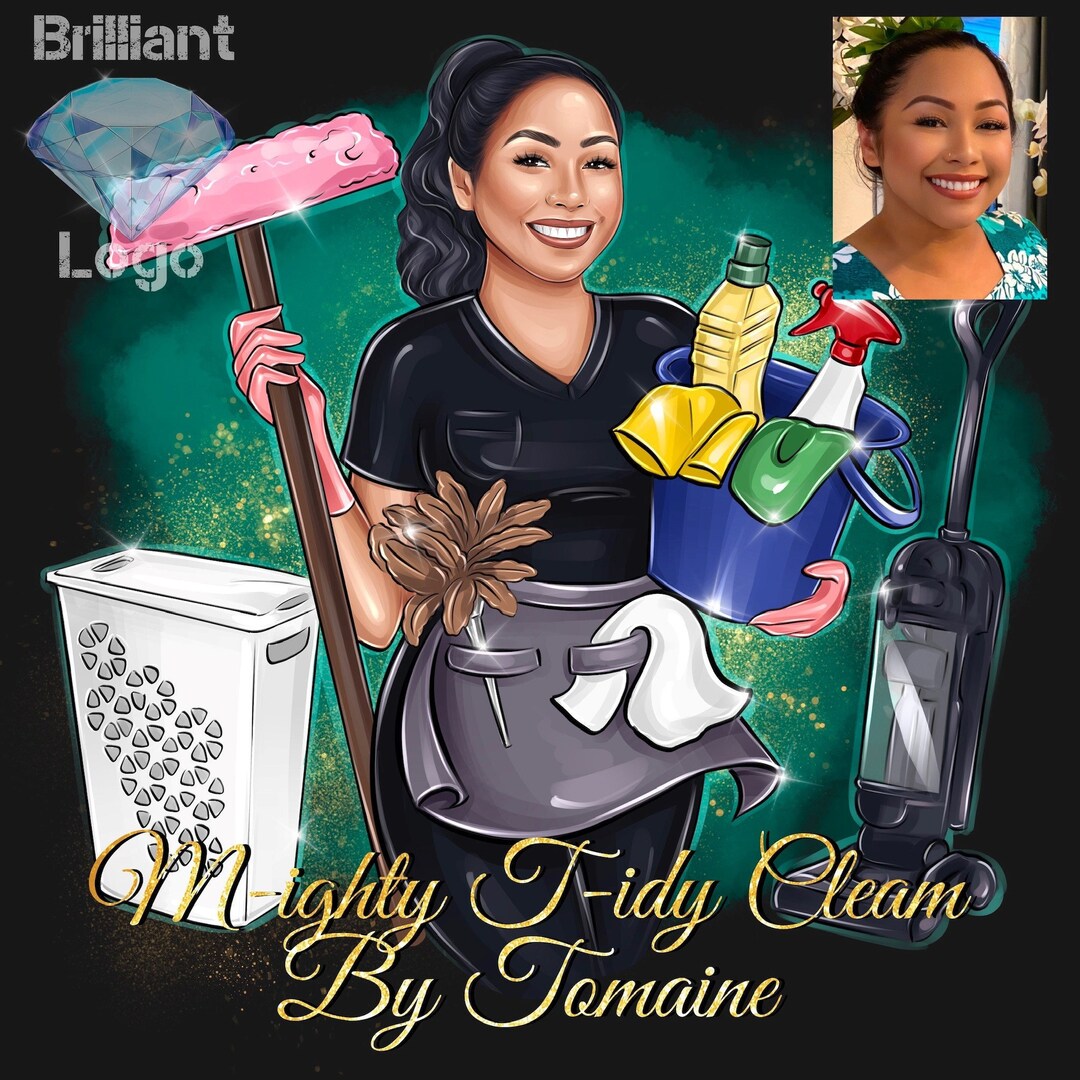 Housekeeper Logo, Cleaning Business Logo, House Chores Logo, Cartoon ...