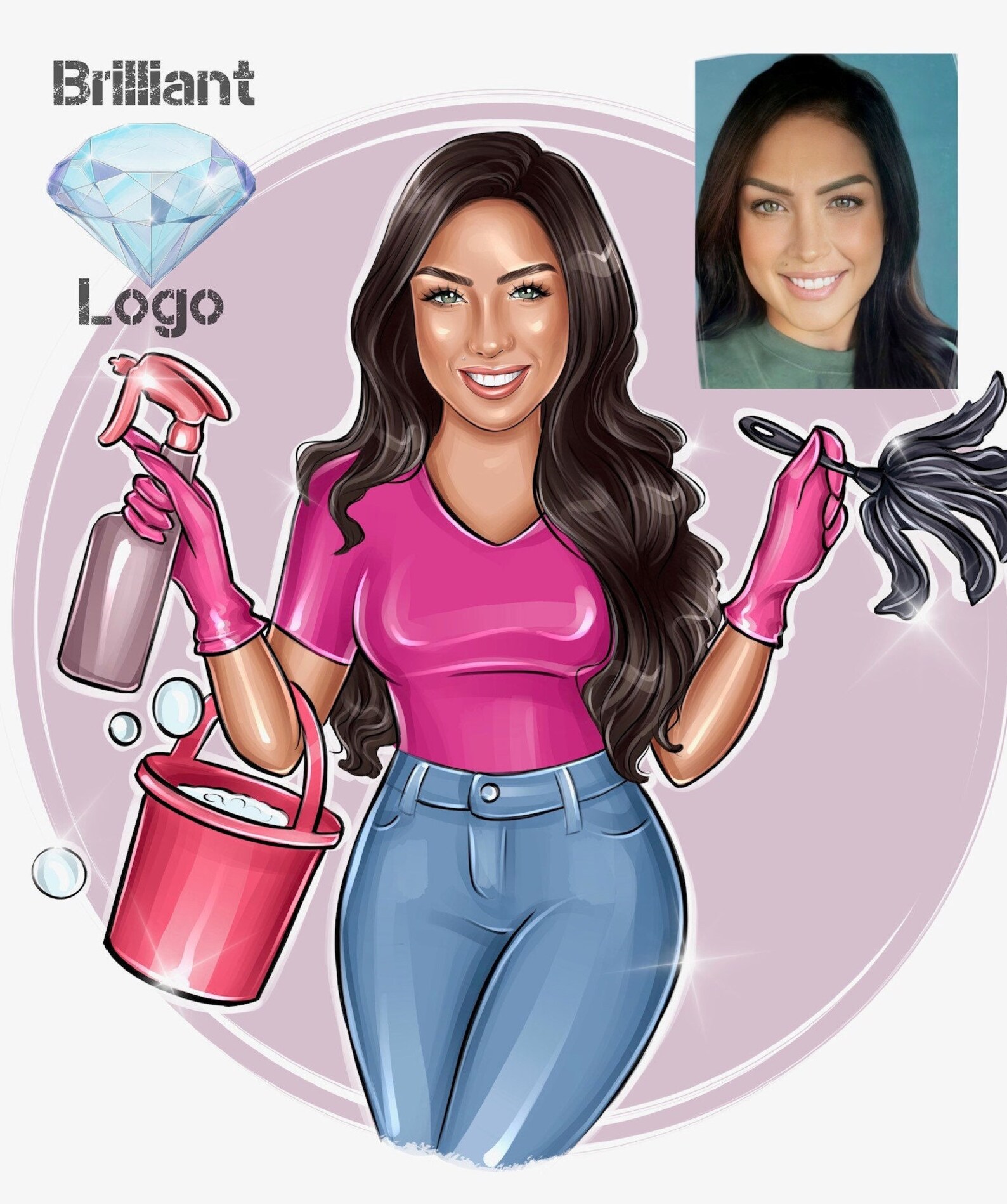 Cleaning Business Logo Cartoon Portrait Cleaning Service - Etsy