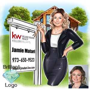 Cartoon Logo, Real Estate Broker, Business Logo Portrait, Custom ...