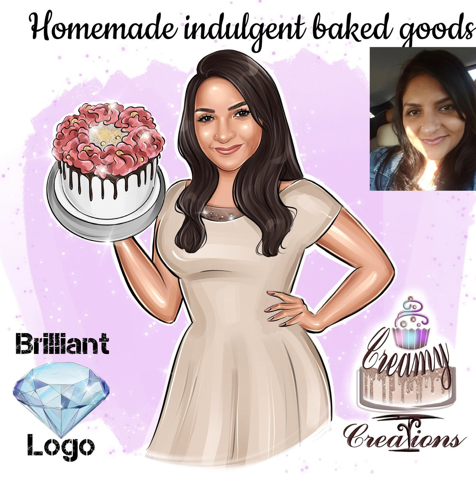 Baker Cartoon Logo Chef Logo Design Custom Portrait Cake - Etsy