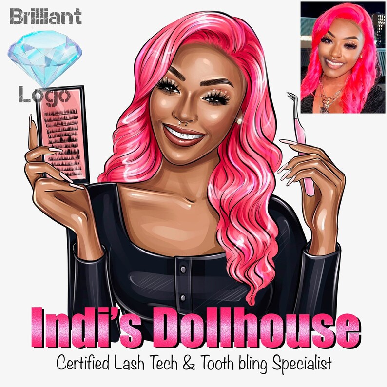 Custom Cartoon Lash Technician Logo Design: Business Portrait (digital ...