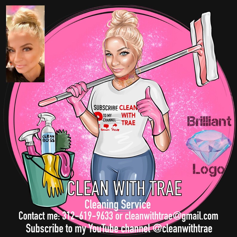 Cleaning Business Logo Portrait Housekeeper Logo House - Etsy