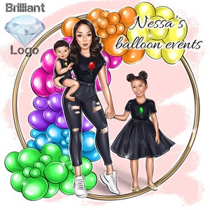 Family Cartoon Logo, Group Logo Portrait, Event Planner Logo, Custom ...