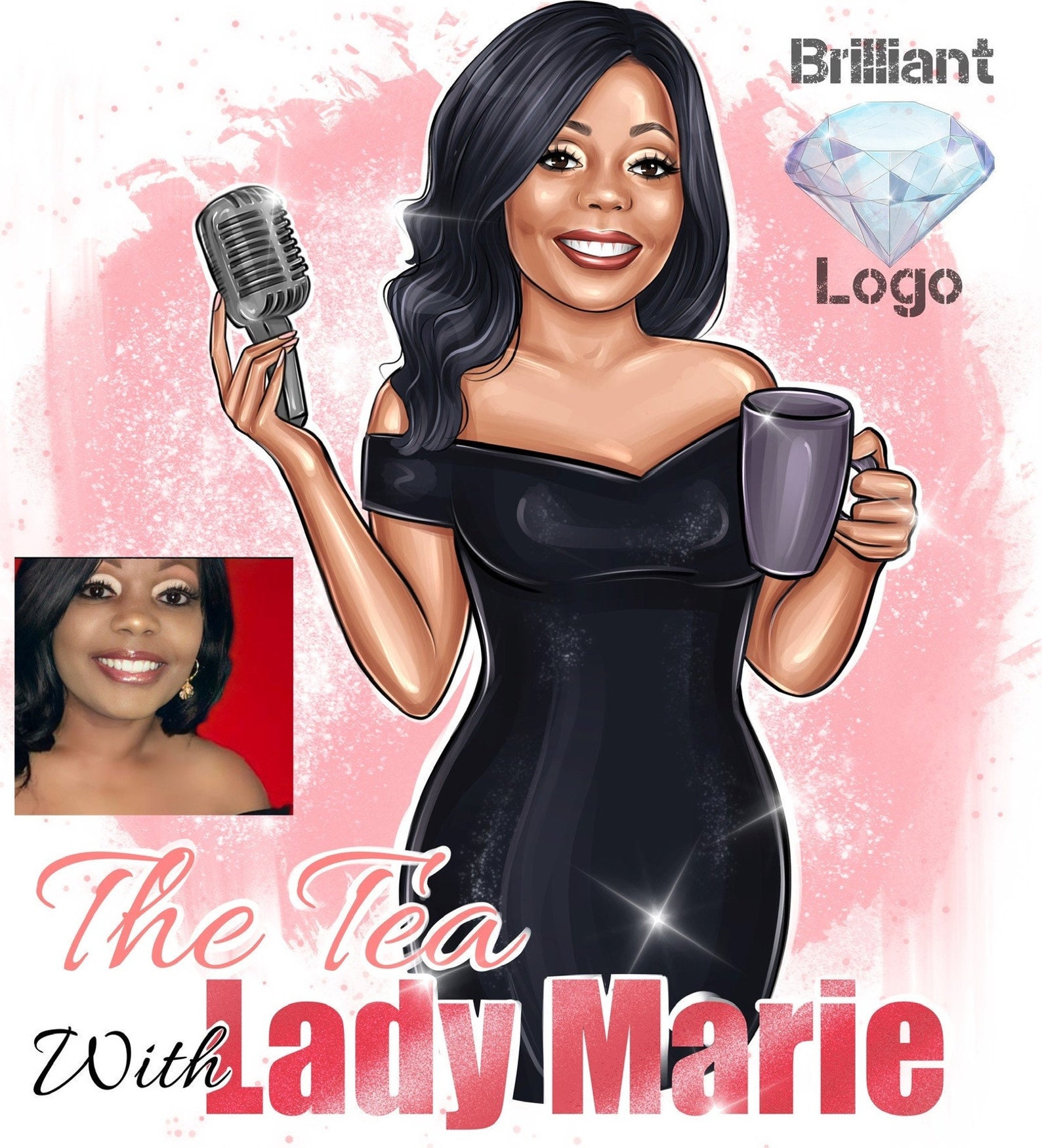 Podcaster Logo Cartoon Portrait Podcast Cover Art Radio - Etsy