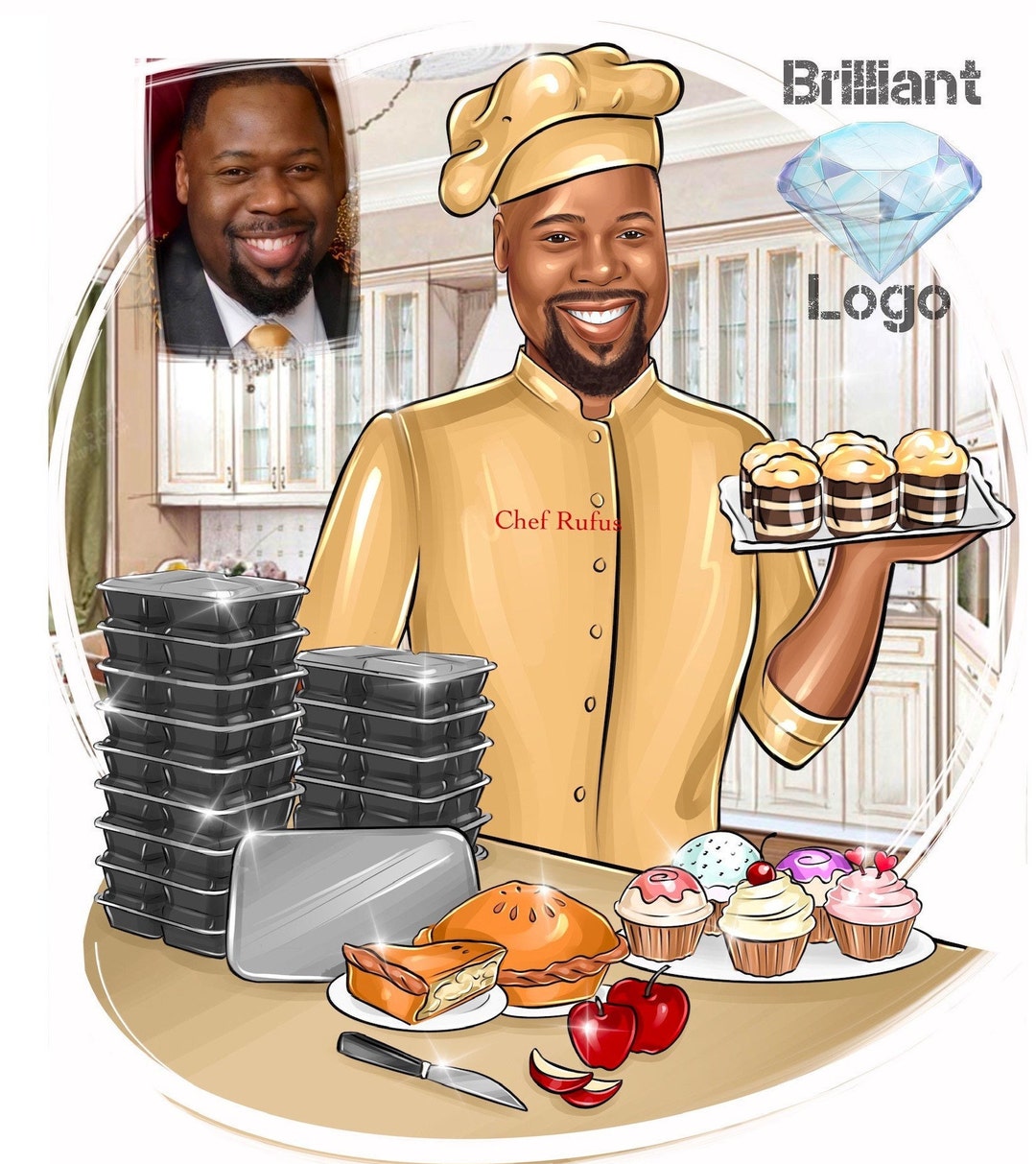 Chef Logo Design, Restaurant Baker Logo, Cake Shop Logo, Dessert Maker ...