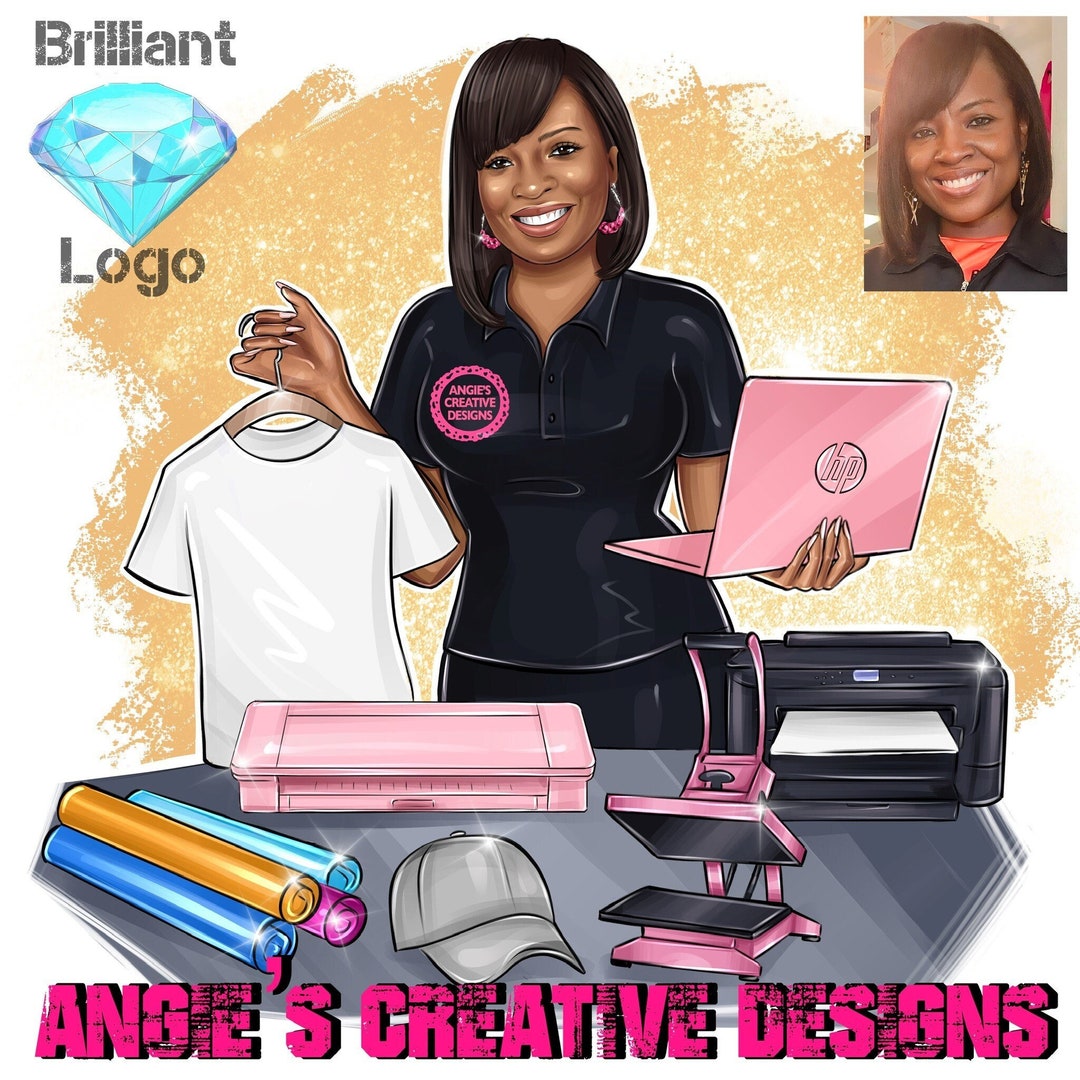 Business Logo Portrait, Cricut Crafter Logo, Cartoon Logo, Custom ...