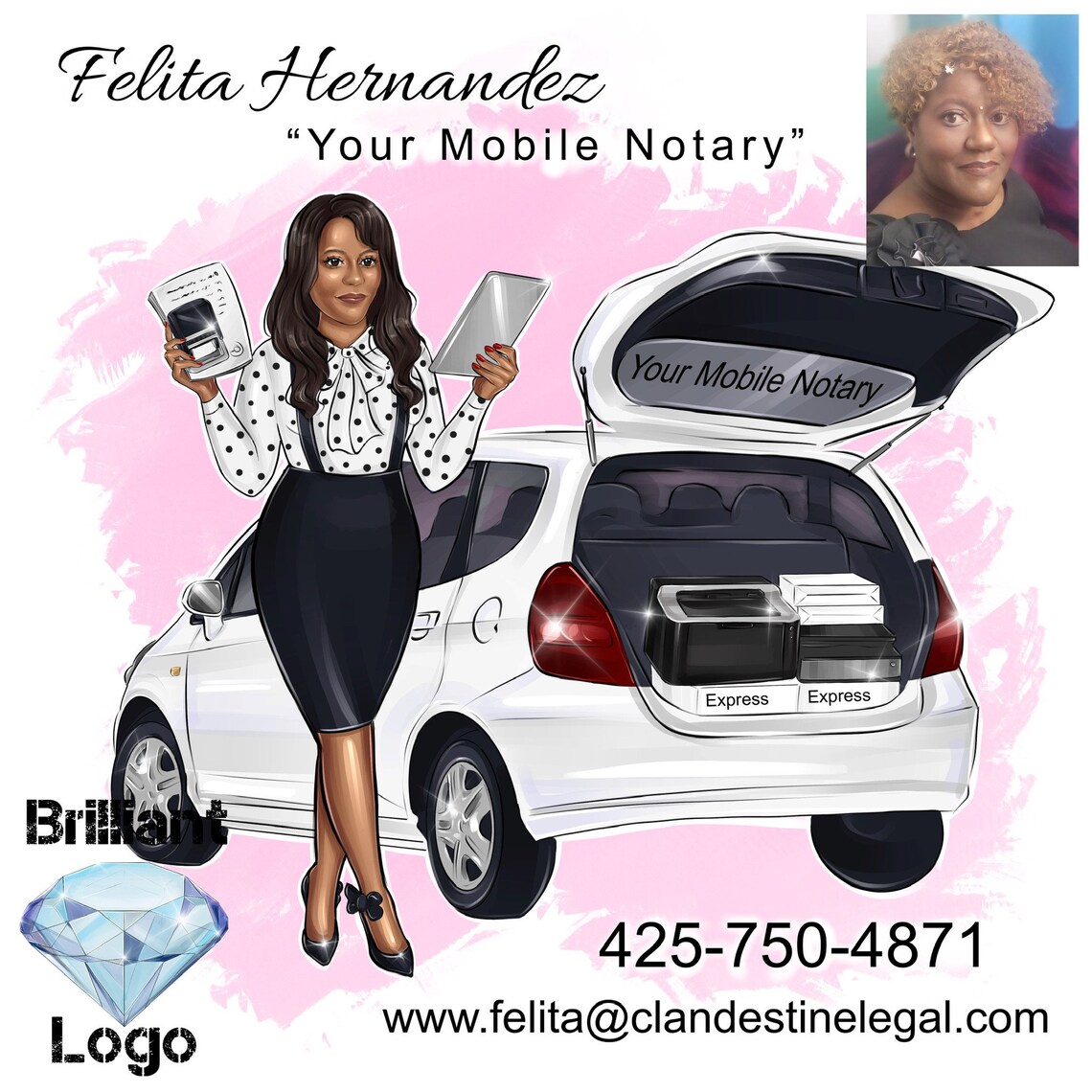 Mobile Notary Logo Notary Logo Design Cartoon Logo Portrait - Etsy