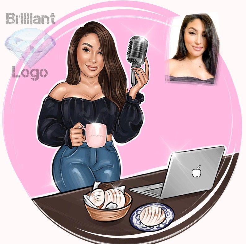 Podcaster Logo Cartoon Portrait Podcast Cover Art Radio - Etsy