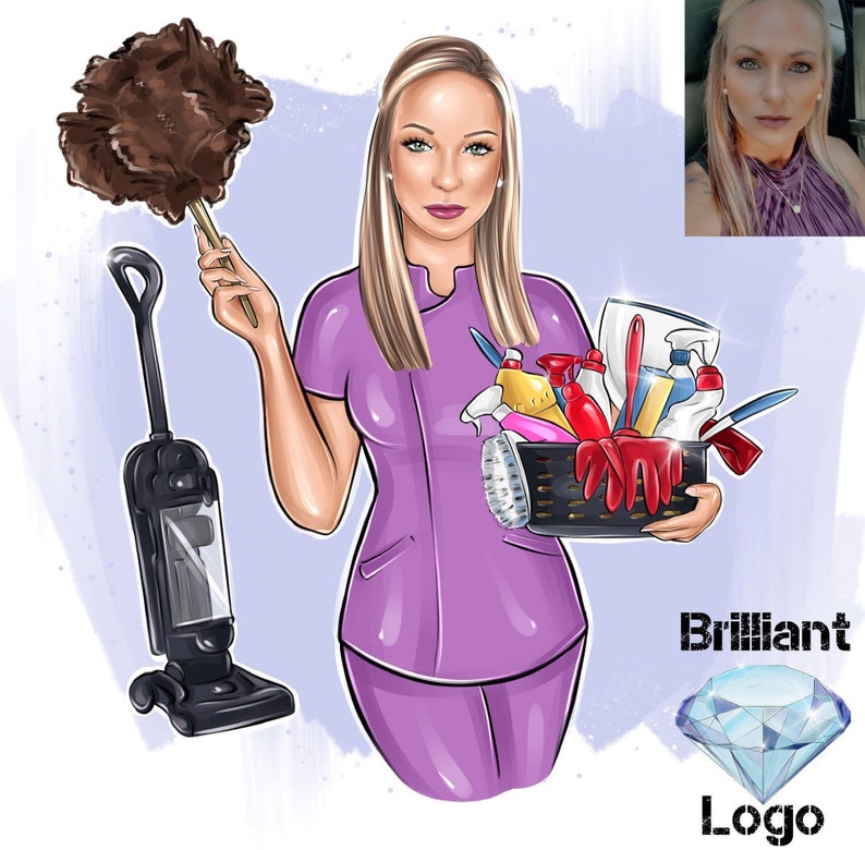 Cleaning Business Logo Cartoon Portrait Cleaning Service - Etsy