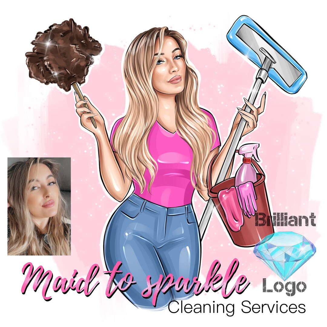 Cleaning Business Logo, Cartoon Portrait, Cleaning Service Logo, Office ...