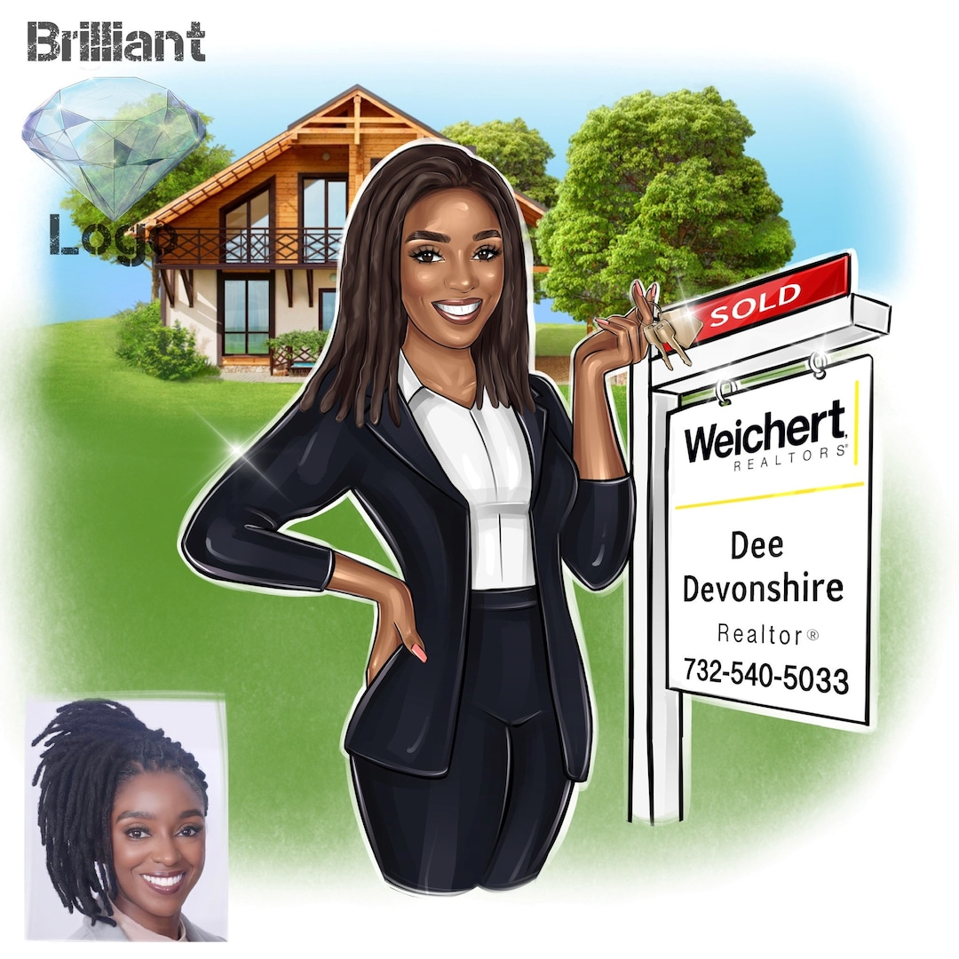 Cartoon Logo, Real Estate Agent, Business Logo Portrait, Custom ...