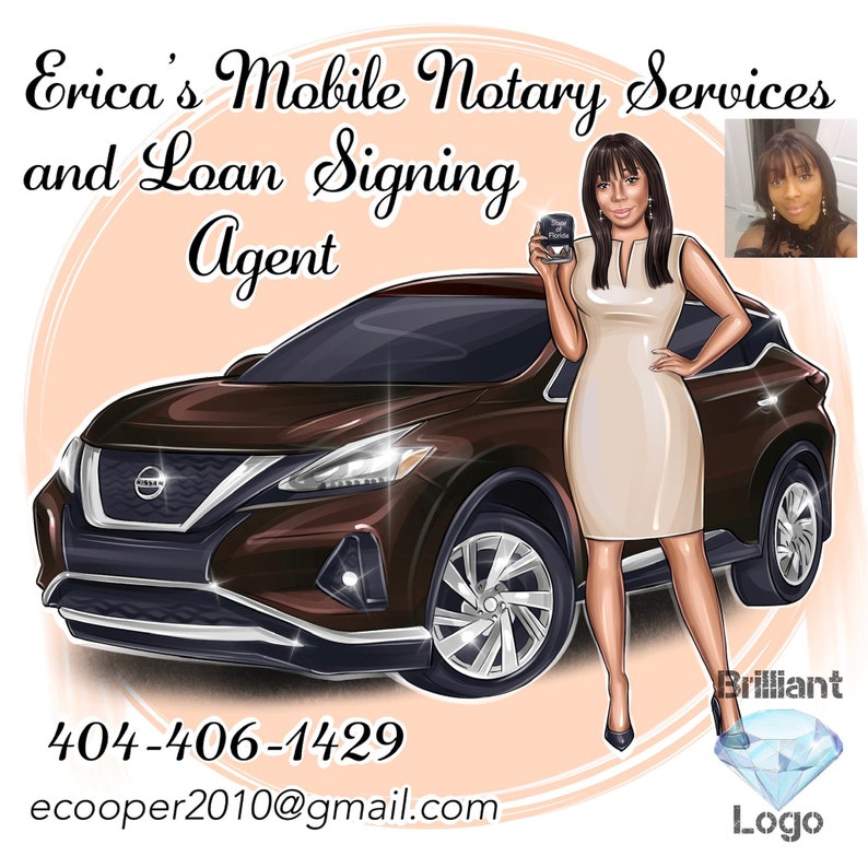 Mobile Notary Logo, Notary Logo Design, Cartoon Logo Portrait, Notary ...