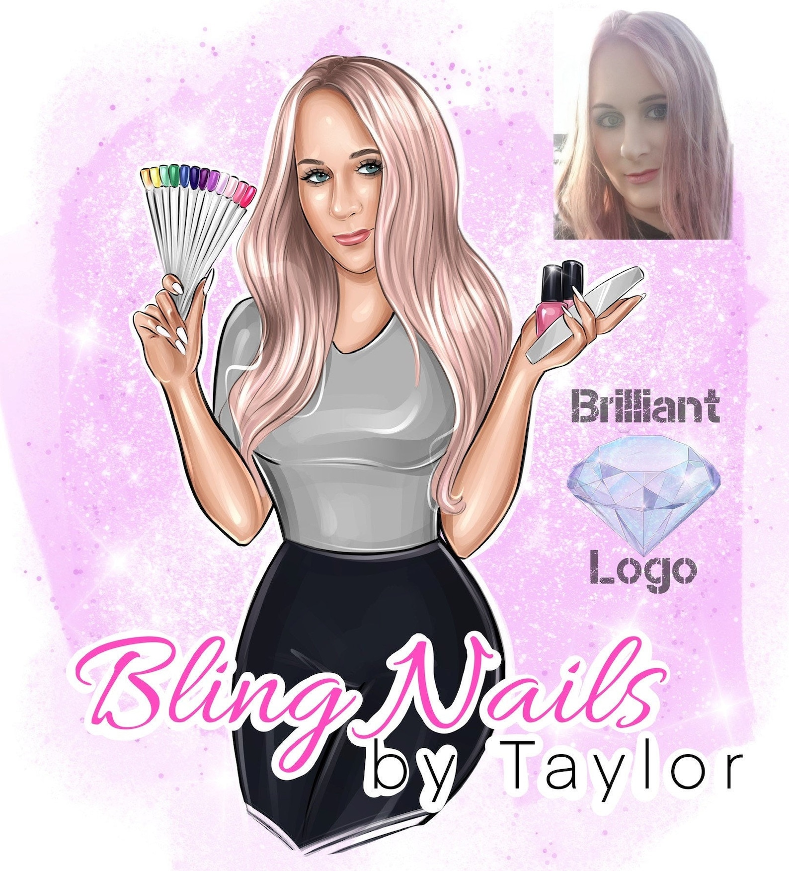 Cartoon Logo Nail Designer Logo Nail Technician Nail Tech - Etsy