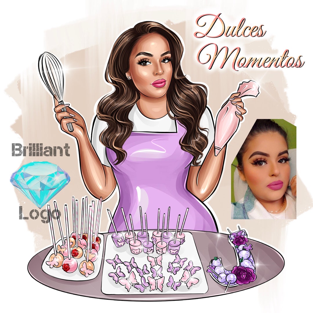 Custom Cartoon Baker Logo Design: Sweet Shop Digital Portrait - Etsy