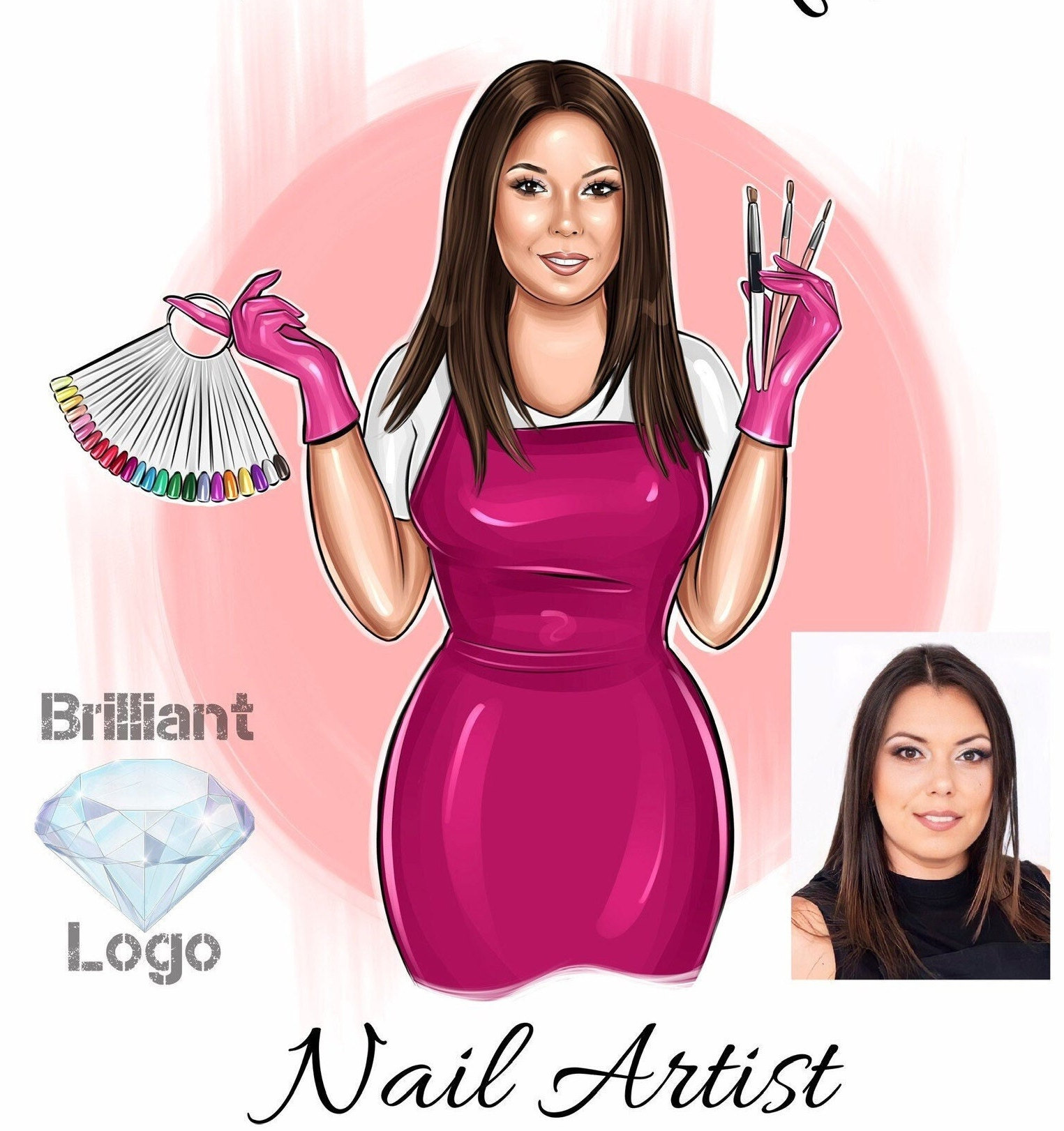 Cartoon Logo Nail Designer Logo Nail Technician Nail Tech - Etsy