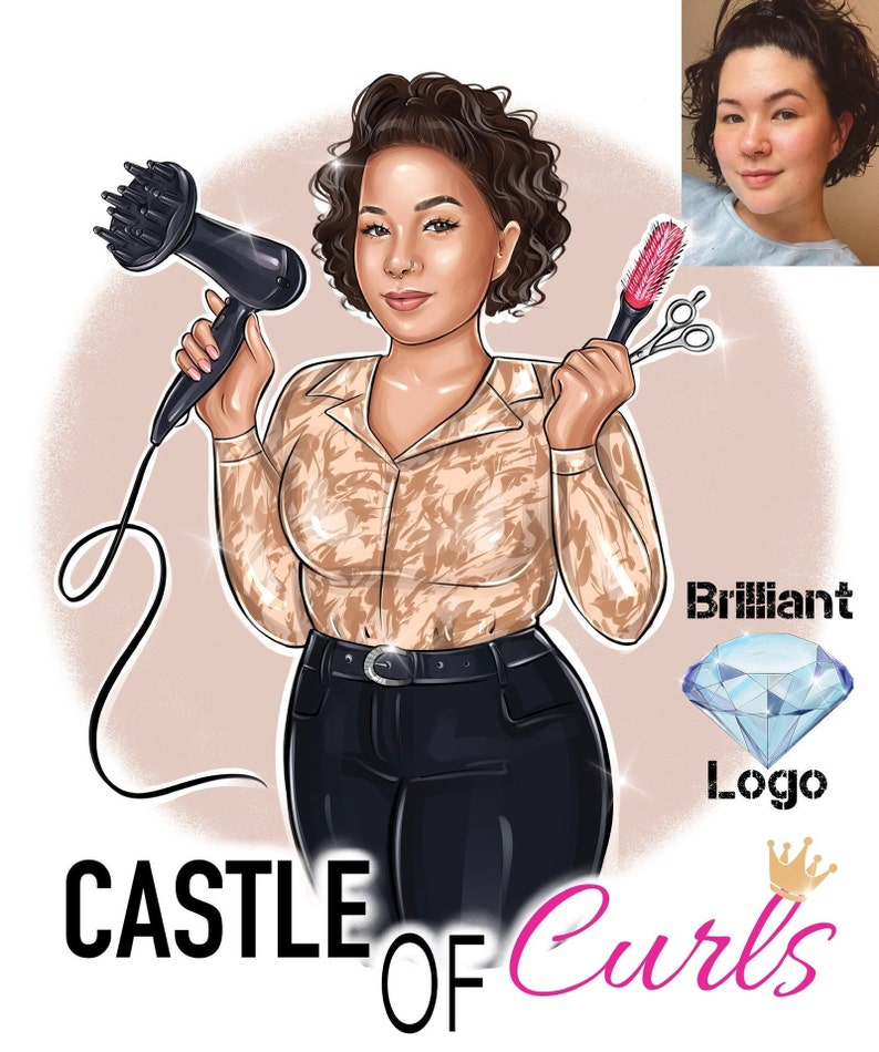 Hair Extensions Logo Cartoon Logo Portrait Hair Stylist - Etsy