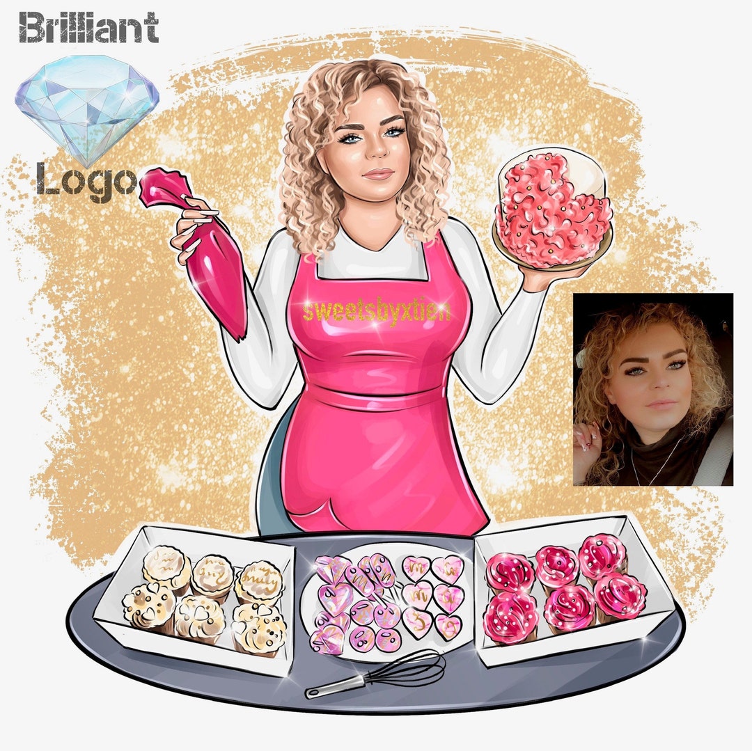 Baker Cartoon Logo Design, Business Logo Portrait, Dessert Maker Logo ...