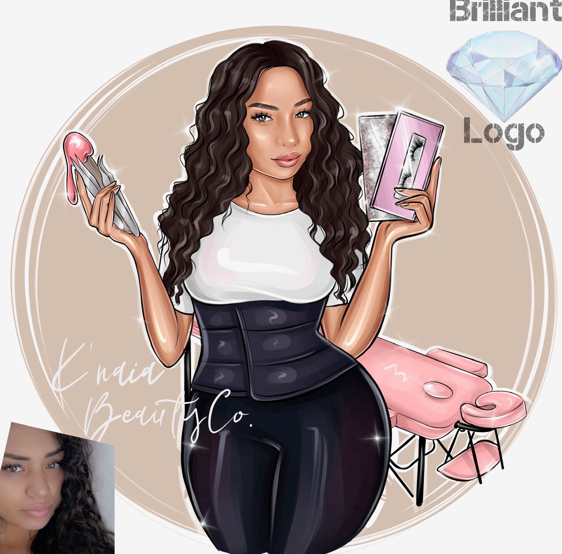 Custom Cartoon Lash Technician Logo Design: Business Portrait (digital ...